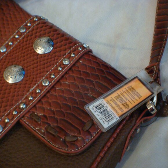 P & G Collection | Bags | P G Collection Brown Silver Stud Western ...